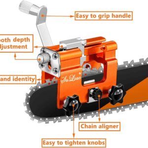 Chain Saw Sharpening Jig, Chain Saw Sharpener Tool with 5Pcs Tungsten Carbide Chainsaw Sharpener Bits, Portable Manual Chainsaw Chain Sharpening Jig Kit for 4"-22" Chain Saws, Keep Chain Saw Sharp