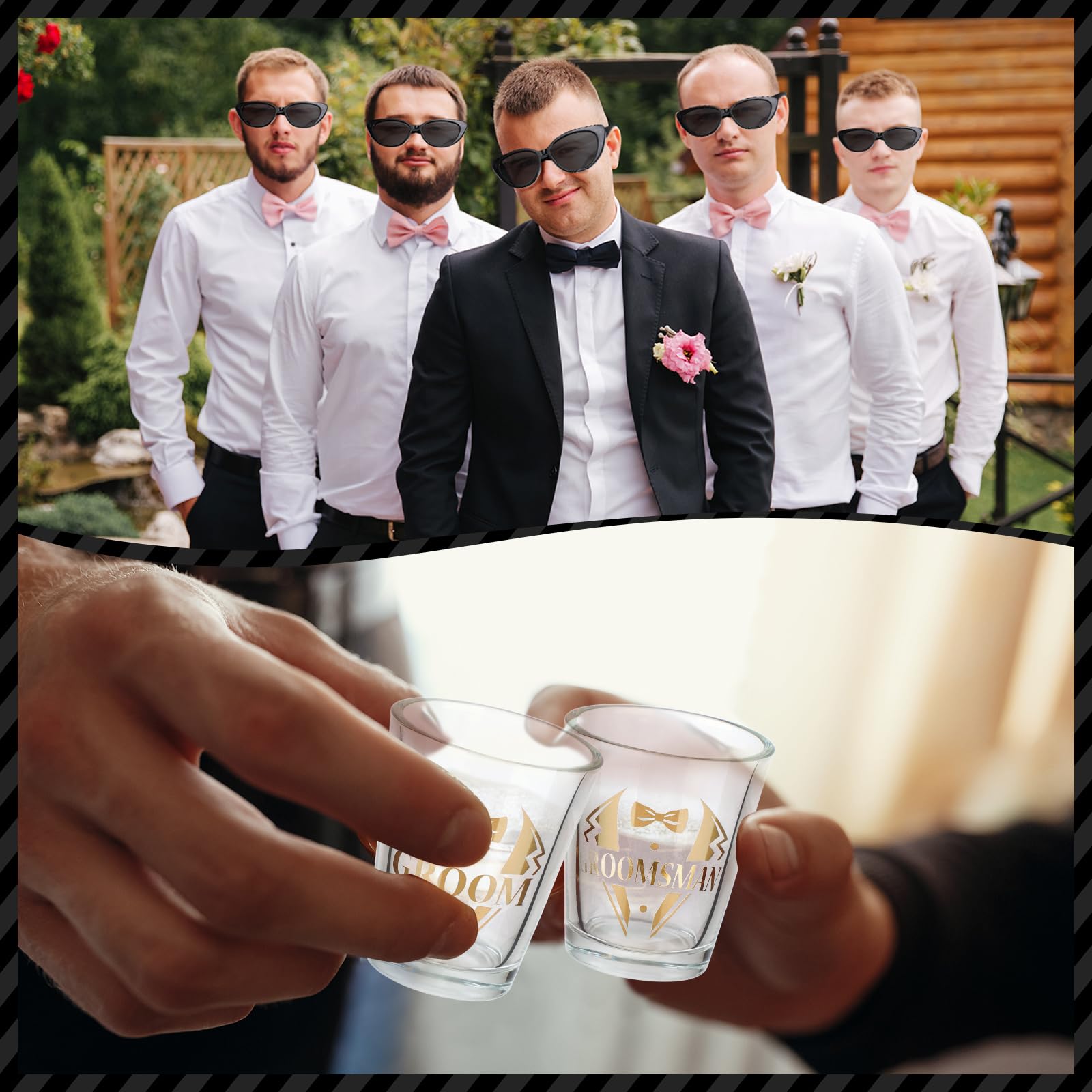 Karenhi 27 Pcs Groomsmen Proposal Gifts Bridesman Proposal Gift Will You Be My Groomsman Will You Be My bridesman Gift Groomsmen Sunglasses Shot Glasses Groomsmen Proposal Card for Bachelorette Party