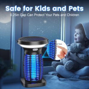 Zechuan Solar Bug Zapper Outdoor Waterproof, High Powered Pest Control Electric Mosquito Zapper Killer Indoor, Rechargeable Insect Trap Fly Zapper for Home, Patio, Backyard, Camping