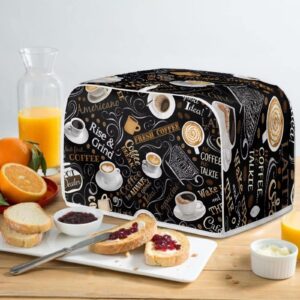 Mumeson Coffee Print Toaster Covers Kitchen Accessories Decor Bread Maker Oven Protector Covers 2 Slice Toaster Dust Proof Fingerprint Covers Kitchen Decoration