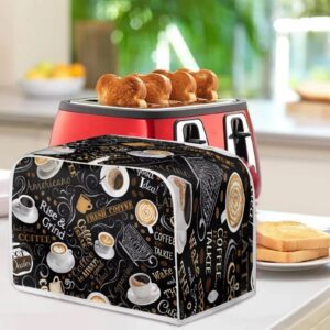 Mumeson Coffee Print Toaster Covers Kitchen Accessories Decor Bread Maker Oven Protector Covers 2 Slice Toaster Dust Proof Fingerprint Covers Kitchen Decoration