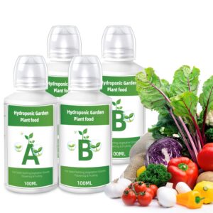 indoor hrdroponics plant nutrient fertilizer, 400ml plant food a and b hydroponics growing system accessories, water soluble all-purpose concentrated fertilizer for lettuce, mint