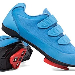 Mens Womens Indoor Cycling Shoes Compatible with Peloton Bike Shoes Cycling Shoes with Delta Cleats Clip Outdoor Pedal SPD Road Bike Shoes,Blue