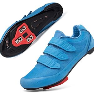 Mens Womens Indoor Cycling Shoes Compatible with Peloton Bike Shoes Cycling Shoes with Delta Cleats Clip Outdoor Pedal SPD Road Bike Shoes,Blue