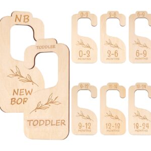 ABSOFINE Baby Closet Dividers, 8PCS Wooden Double Nursery Closet Size Dividers, Baby Closet Organizer Closet Dividers from Newborn to 24 Months for Baby Girls or Boys