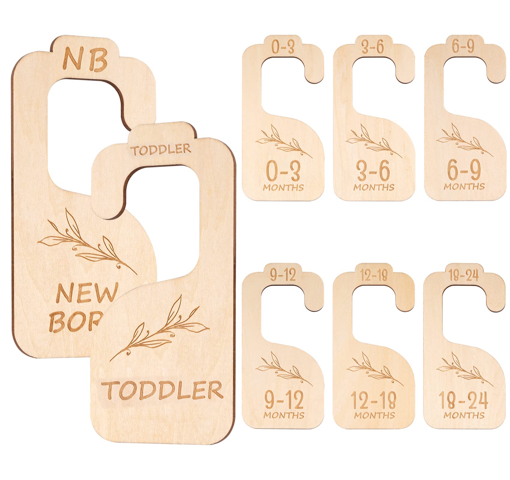 ABSOFINE Baby Closet Dividers, 8PCS Wooden Double Nursery Closet Size Dividers, Baby Closet Organizer Closet Dividers from Newborn to 24 Months for Baby Girls or Boys