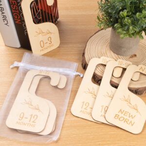 ABSOFINE Baby Closet Dividers, 8PCS Wooden Double Nursery Closet Size Dividers, Baby Closet Organizer Closet Dividers from Newborn to 24 Months for Baby Girls or Boys