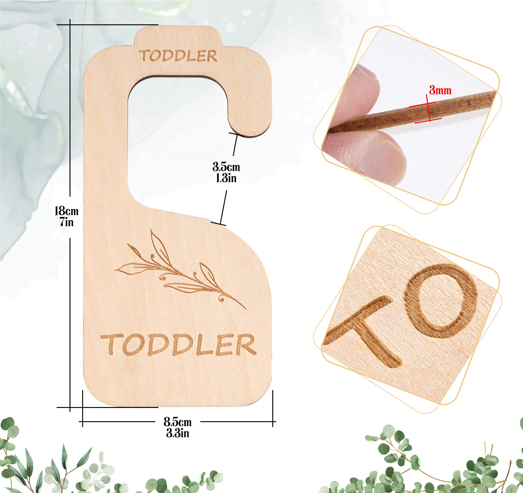 ABSOFINE Baby Closet Dividers, 8PCS Wooden Double Nursery Closet Size Dividers, Baby Closet Organizer Closet Dividers from Newborn to 24 Months for Baby Girls or Boys