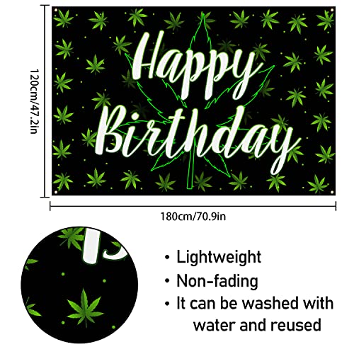 Pots Leaves Birthday Backdrop Banner Decor Green - Weed Leaves Theme Happy Birthday Party Decorations for Women Men Supplies