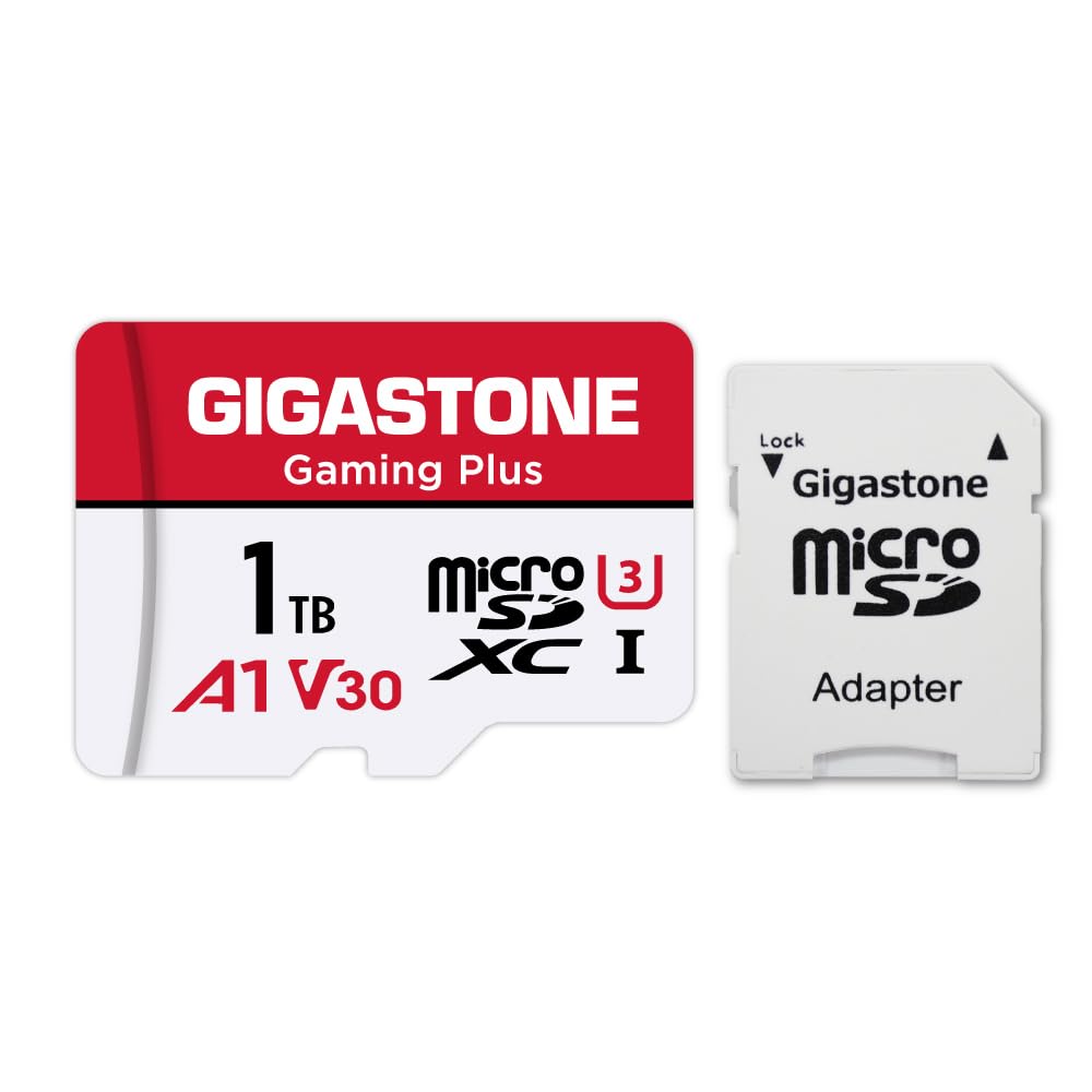 [Gigastone] 1TB Micro SD Card, Gaming Plus, up to 150MB/s, MicroSDXC Memory Card for Nintendo-Switch, Steam Deck, 4K Video Recording, UHS-I A1 V30 U3 C10, with Adapter