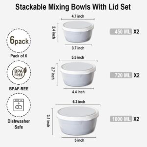 Lille Home Stackable Airtight Food Storage Containers with Lids, Set of 6, Reusable Meal Prep Containers, for Food Storage and Pantry Organization (grey)