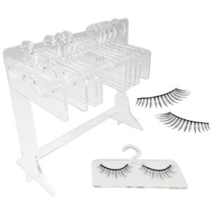 eyelash storage - eyelash holder rack with 10 hangers, mini acrylic eyelash hanger rack lash organizers and storage, funny false eyelash display stand makeup storage for women girls