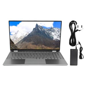 Yunseity 15.6in Laptop, 2.4G 5G WiFi 16GB RAM Laptop Computer, Quad Core 180 Degree Flip Notebook Computer with Backlit Keyboard, 1080P HD IPS Screen, 5000mA Battery for Windows 10 (16G+256G US Plug)