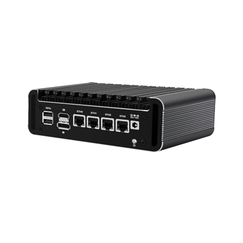 HUNSN Micro Firewall Appliance, Mini PC, VPN, Router PC, Intel Alder Lake-N 12th Gen N100, RJ36, GPIO, TF Slot, HDMI, DP, 4 x 2.5GbE I226-V, Barebone, NO RAM, NO Storage, NO System