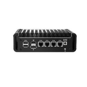 HUNSN Micro Firewall Appliance, Mini PC, VPN, Router PC, Intel Alder Lake-N 12th Gen N100, RJ36, GPIO, TF Slot, HDMI, DP, 4 x 2.5GbE I226-V, Barebone, NO RAM, NO Storage, NO System