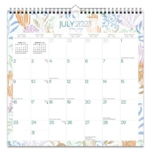 seaside currents | 2024 12 x 12 inch 18 months monthly square wire-o calendar | sticker sheet | july 2023 - december 2024 | plato | stationery planning