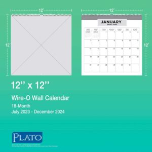 Seaside Currents | 2024 12 x 12 Inch 18 Months Monthly Square Wire-O Calendar | Sticker Sheet | July 2023 - December 2024 | Plato | Stationery Planning