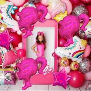 CYMYLAR Pink Girls Head Balloons 3Pcs 28 INCH Hot Pink Doll Balloons Pink Princess Balloons for Birthday Party Decorations Doll Theme Birthday Party Decorations (hot pink)