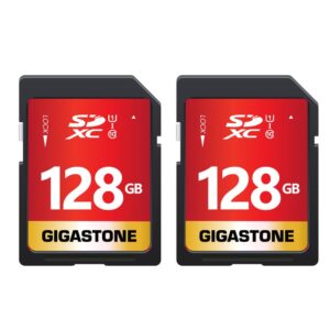 [gigastone] 128gb 2-pack sd card uhs-i u1 class 10 sdxc memory card high speed full hd video canon nikon sony panasonic digital camera, full size sd card