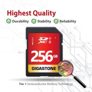 [Gigastone] 256GB SD Card UHS-I U1 Class 10 SDXC Memory Card High Speed Full HD Video Canon Nikon Sony Kodak Olympus Panasonic Digital Camera, with 1 Mini case