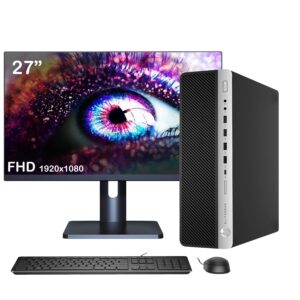 hp elitedesk desktop pc - 27 inch fhd monitor, intel core quad i5 processor up to 3.6ghz, 1tb (1000gb) ssd storage 32gb ram, usb wi-fi, keyboard & mouse, windows 10 pro (renewed