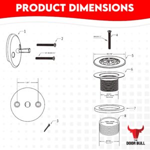 Trip Lever Tub Trim Kit Set with Two Hole Overflow Face Plate, Trip Lever Bathtub Drain with Strainer, Overflow and Matching Screws - Brushed Nickel