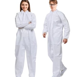 Medical Nation Hazmat Suits | One Pack, Medium | Disposable Protective Coveralls, Heavy Duty Full Body Painters Suit for Men & Women Without Hood - Breathable & Water Resistant - Medium