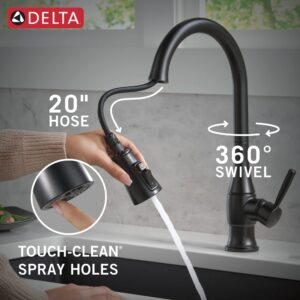 Delta Faucet Hazelwood Black Kitchen Faucet with Soap Dispenser, Kitchen Faucets with Pull Down Sprayer, Kitchen Sink Faucet with Magnetic Docking Spray Head, Matte Black 19831Z-BLSD-DST