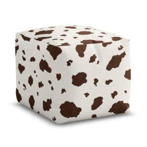 sweet jojo designs brown western cow print boy girl ottoman pouf cover unstuffed poof floor footstool square cube pouffe storage baby nursery kids room southern country wild west animal gender neutral