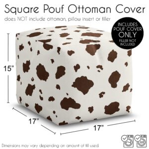 Sweet Jojo Designs Brown Western Cow Print Boy Girl Ottoman Pouf Cover Unstuffed Poof Floor Footstool Square Cube Pouffe Storage Baby Nursery Kids Room Southern Country Wild West Animal Gender Neutral