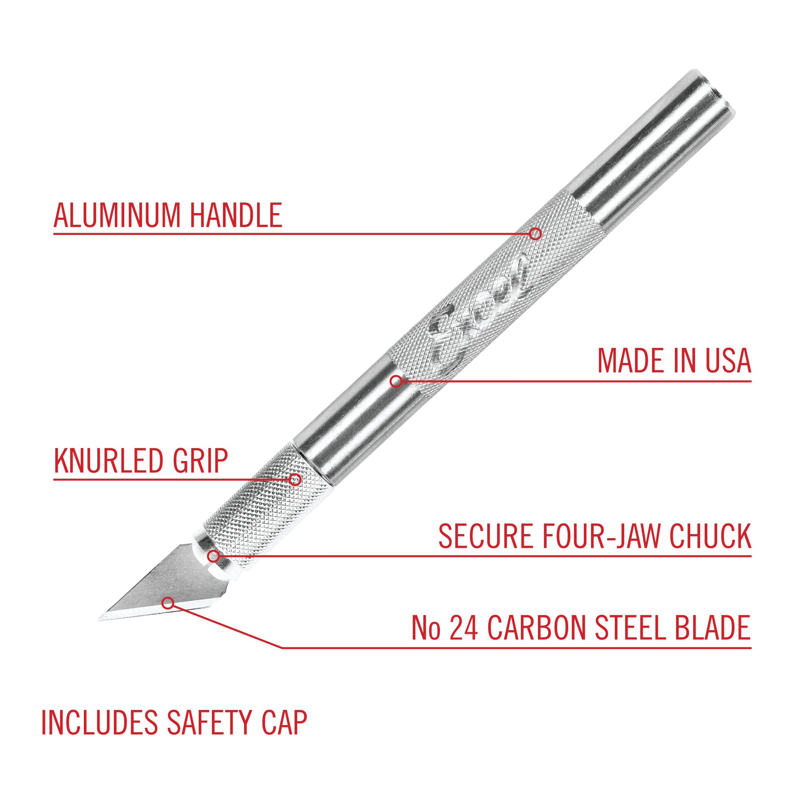 Excel Blades K2 Medium Duty Aluminum Hobby Knife with #24 Blade, Made in the USA, Precision Cutting Tool for Crafting with Cardstock, EVA Foam, Wood, Leather, Craft Knife Bulk Set of 3