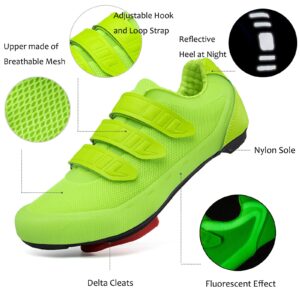 Men Women Indoor Cycling Shoes Compatible with Peloton Bike Shoes Cycling Shoes with Delta Cleats Clip Outdoor Pedal SPD Road Bike Shoes,Green