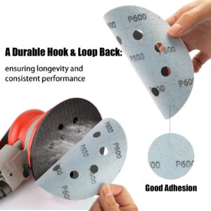 100pcs 5 Inch Sanding Discs Wet Dry Hook & Loop 8 Holes 60 120 240 400 600 800 1000 1500 2000 5000 Grit Orbital Sandpaper