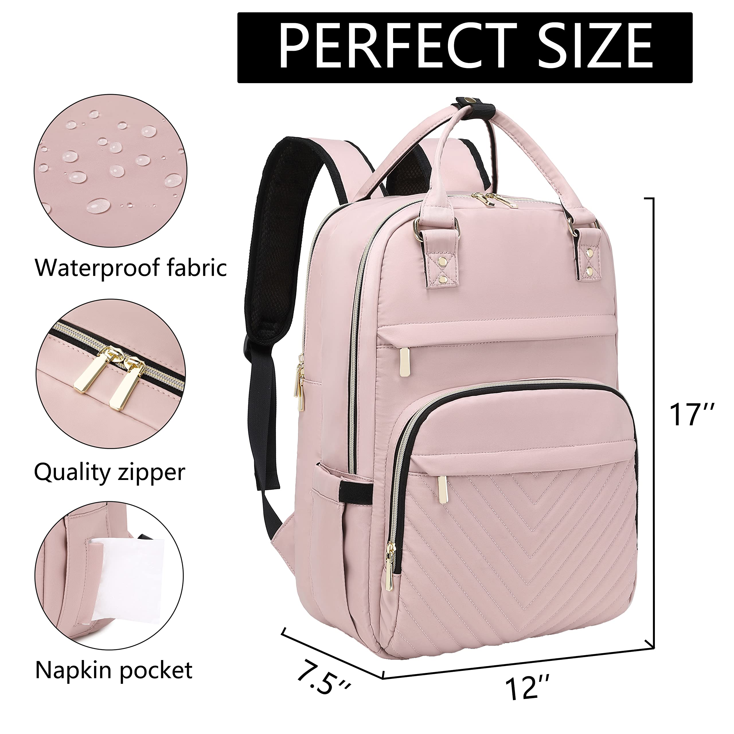 ZJIMLIN Laptop Backpack for Women 17 Inch Nurse Backpack Computer Backpack Waterproof Anti-theft Travel Backpack for Women