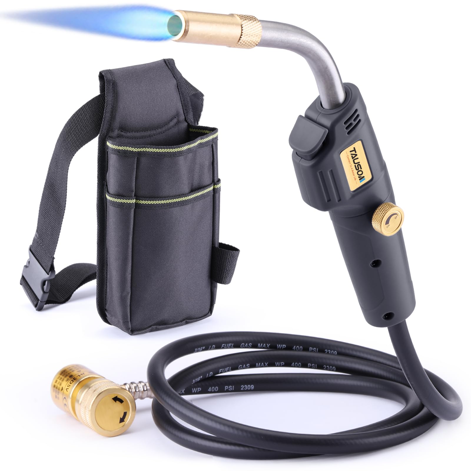 TAUSOM Propane Torch, Mapp Gas Torch with Included Holster, Trigger Start Hose Torch, Map Gas Torch Kit Adjustment Knob, Brazing Torch Kit, Soldering Welding Torch