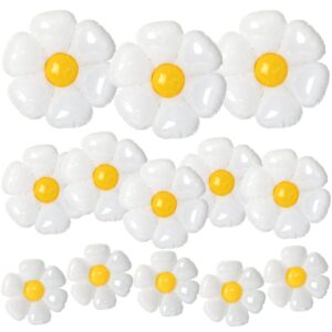 novwang daisy balloons, 18pcs white daisy flower balloons party decorations for birthday wedding baby shower party decorations supplies（huge balloon x 3, medium x 5, small x 10）