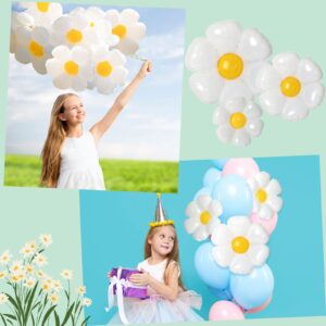 NOVWANG Daisy Balloons, 18pcs White Daisy Flower Balloons Party Decorations for Birthday Wedding Baby Shower Party Decorations Supplies（Huge Balloon X 3, Medium X 5, Small X 10）