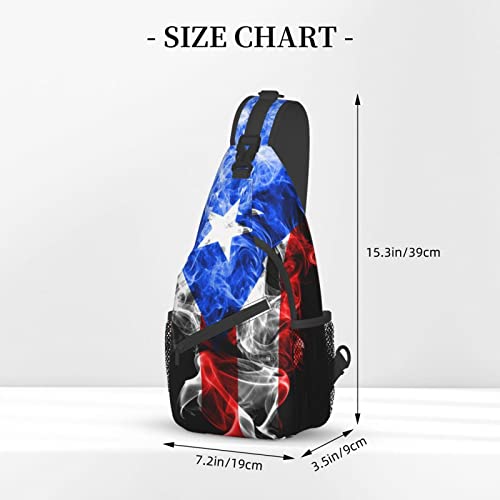 Puerto Rico Flag Crossbody Bags for Women Men,Vintage Casual Sling Bag Chest Bag Abstract Shoulder Bag Travel Hiking Cycling Gym Sport Daypack Adult Backpack