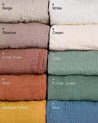 meowcards Muslin Swaddle Blankets for Baby, Unisex Baby Boys Girls Essentials, Large 47 x 47 inches Boho Style Receiving Blankets Newborn Registry Must Haves, Perfect (Beige, Simple)