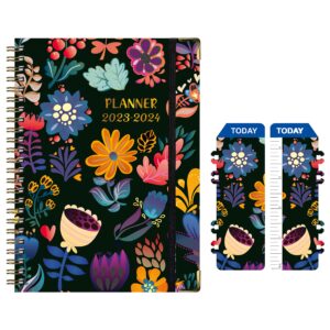 2023 planner, jul. 2023 – jun. 2024, academic planner 2023-2024, 8.4" x 6.2" with weekly ＆ monthly spread, spiral planner notebook, elastic closure, inner pocket, coated tabs, floral