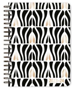 ebony & ivory | 2024 6 x 7.75 inch 18 months weekly desk planner | foil stamped cover | july 2023 - december 2024 | plato | stationery planning