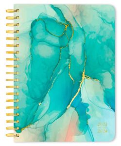 crackled blush | 2024 6 x 7.75 inch 18 months weekly desk planner | foil stamped cover | july 2023 - december 2024 | plato | planning stationery