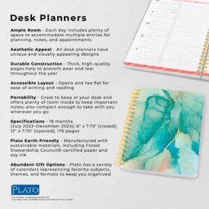 Crackled Blush | 2024 6 x 7.75 Inch 18 Months Weekly Desk Planner | Foil Stamped Cover | July 2023 - December 2024 | Plato | Planning Stationery