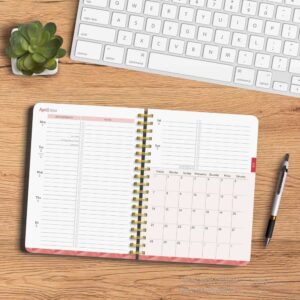 Crackled Blush | 2024 6 x 7.75 Inch 18 Months Weekly Desk Planner | Foil Stamped Cover | July 2023 - December 2024 | Plato | Planning Stationery