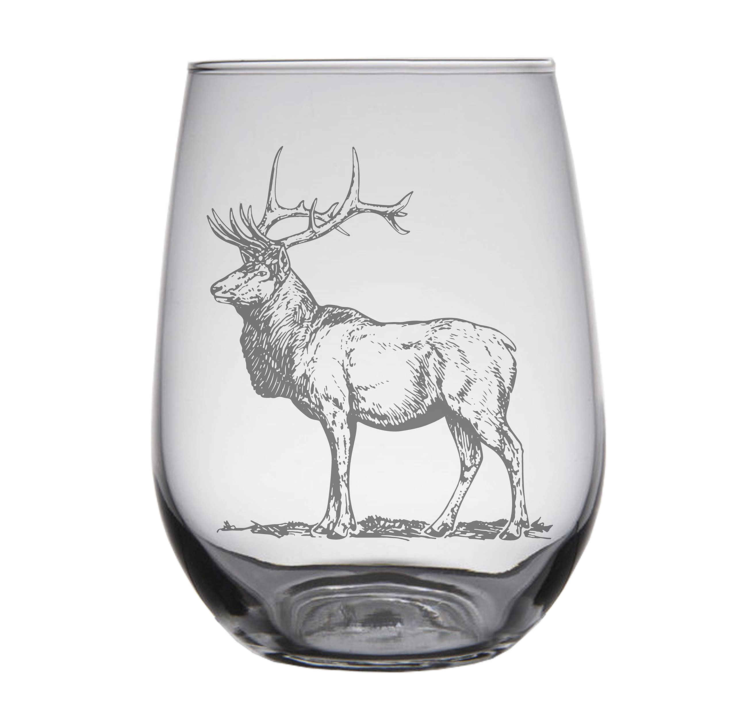 HullSpeed Designs Elk Engraved Stemless Wine Glasses (Set of 2)