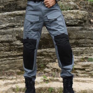 HAN·WILD Men's Tactical Suit Combat Pants and Shirts with Hood Military Uniform Airsoft Clothing with Knee Pads（GRAY）