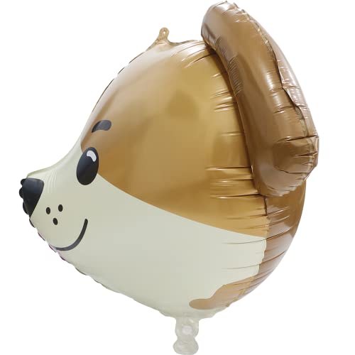 4D Animal Dog Head Shaped Balloons Pet Dog Balloons Doggy Party Supplies Puppy Birthday Decorations Baby Shower Balloon, 4 Pack 22'' Brown Cartoon Dog Aluminum Balloons Dog Head Mylar Foil Balloons