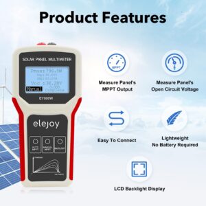 ELEJOY Solar Panel Multimeter Digital- Measure MPPT Power Output Rating, Open Circuit Voltage Smart Tester