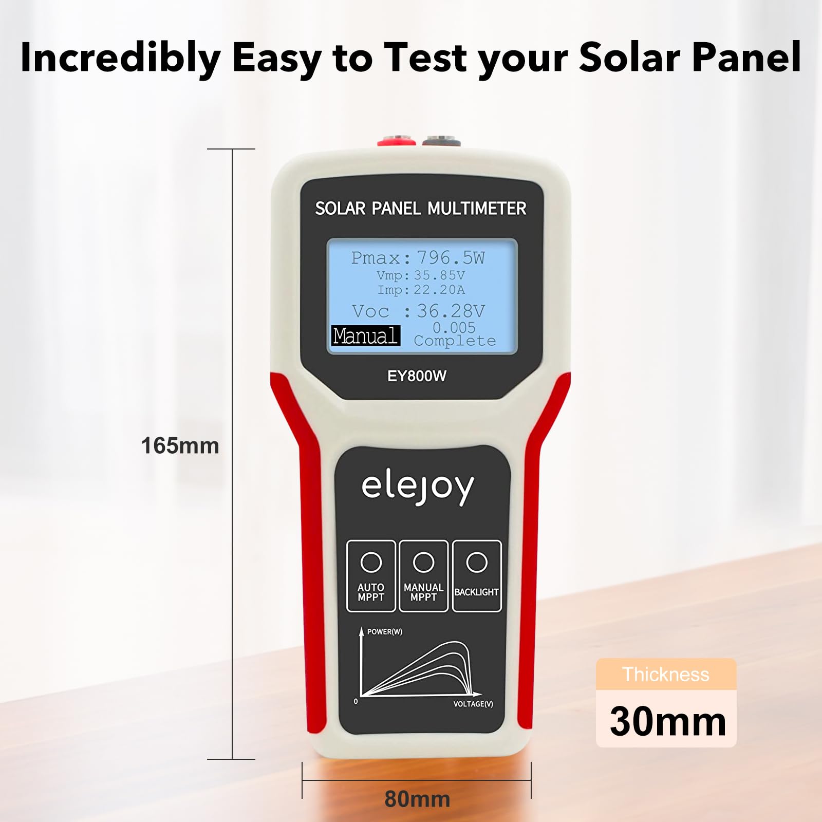 ELEJOY Solar Panel Multimeter Digital- Measure MPPT Power Output Rating, Open Circuit Voltage Smart Tester