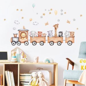 Jungle Animals Wall Decals for Kids Room, Giraffe Tiger Zebra Elephant Wall Stickers for Kids Room Living Room Bedroom Home Decorations Nursery Wall Decor (Style A)